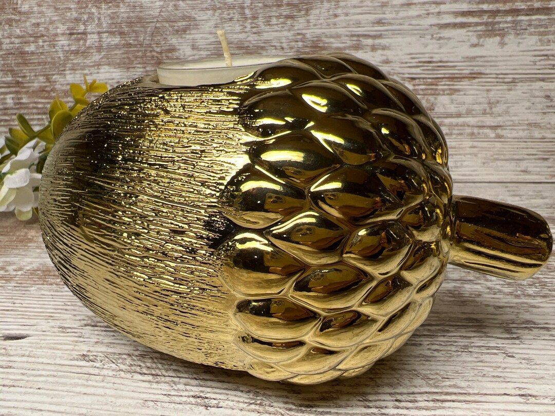 Ceramic Gold Acorn Tea Light Holder, Candle Holder, Gold Ceramic Acorn ...