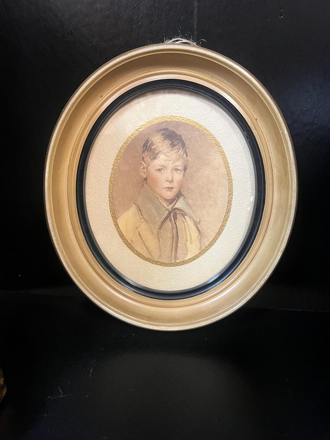 RARE Vintage Boy Girl Repro Framed Wall Art, Peter and Charlotte, Oval ...
