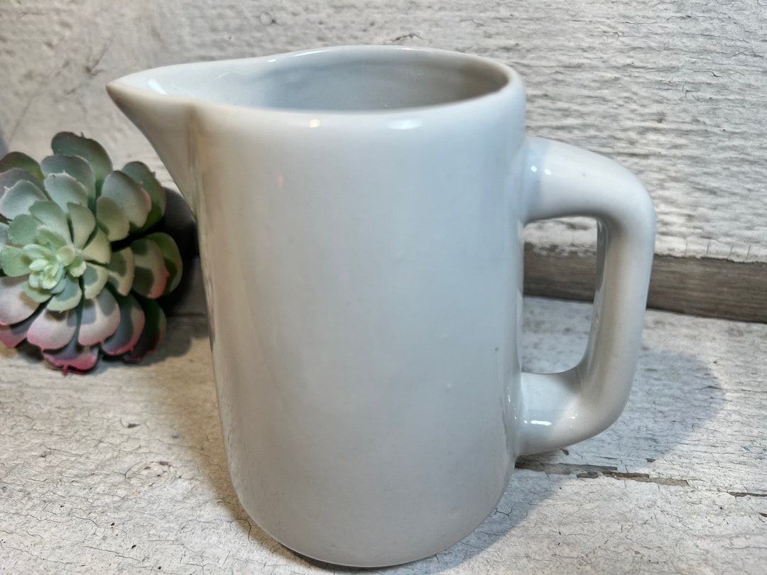 VINTAGE Creamy White Pitcher, Small White Pitcher, Farmhouse Decor ...
