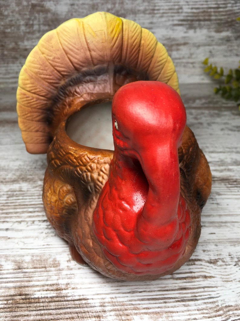 Vintage Ceramic Turkey Planter Thanksgiving Decor Fall Home - Etsy
