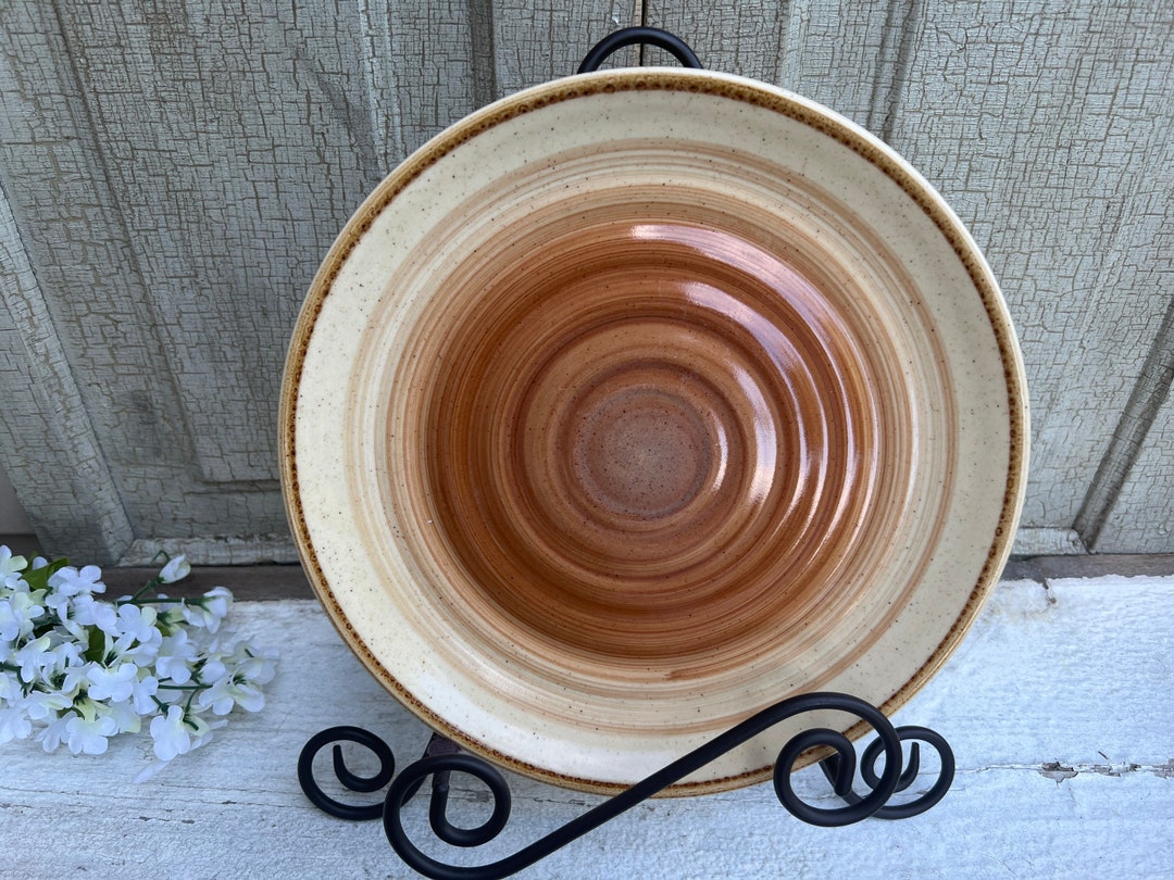 Vintage Brown GIBSON Dinner Plate, Brown and Cream Speckled Swirl Plate ...