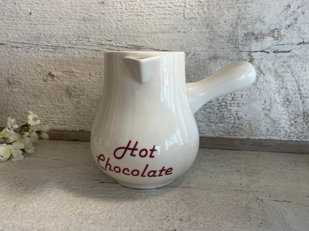 White Pitcher With Side Spout and Handle, Hot Cocoa White Pitcher, 40 ...