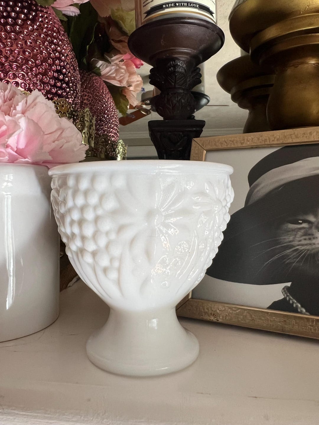 WHITE MILK GLASS Compote Dish With Pedestal, White Candy Dish, White ...