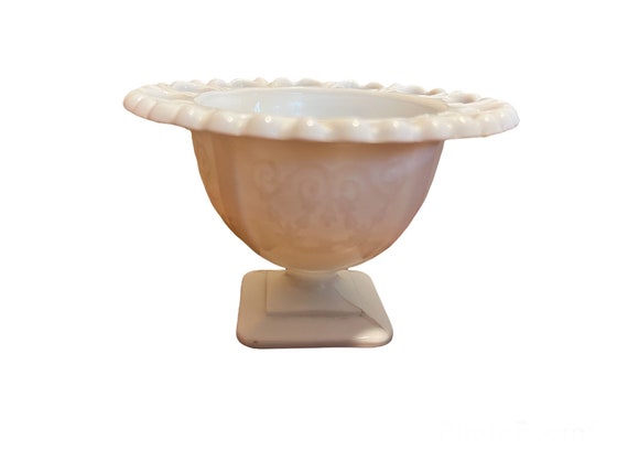 WHITE MILK GLASS Compote Dish With Pedestal White Candy Dish | Etsy