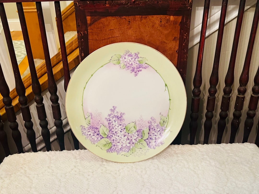 RARE Antique Purple Lilac Plate, Hand Painted Plate, Purple Lilacs and ...