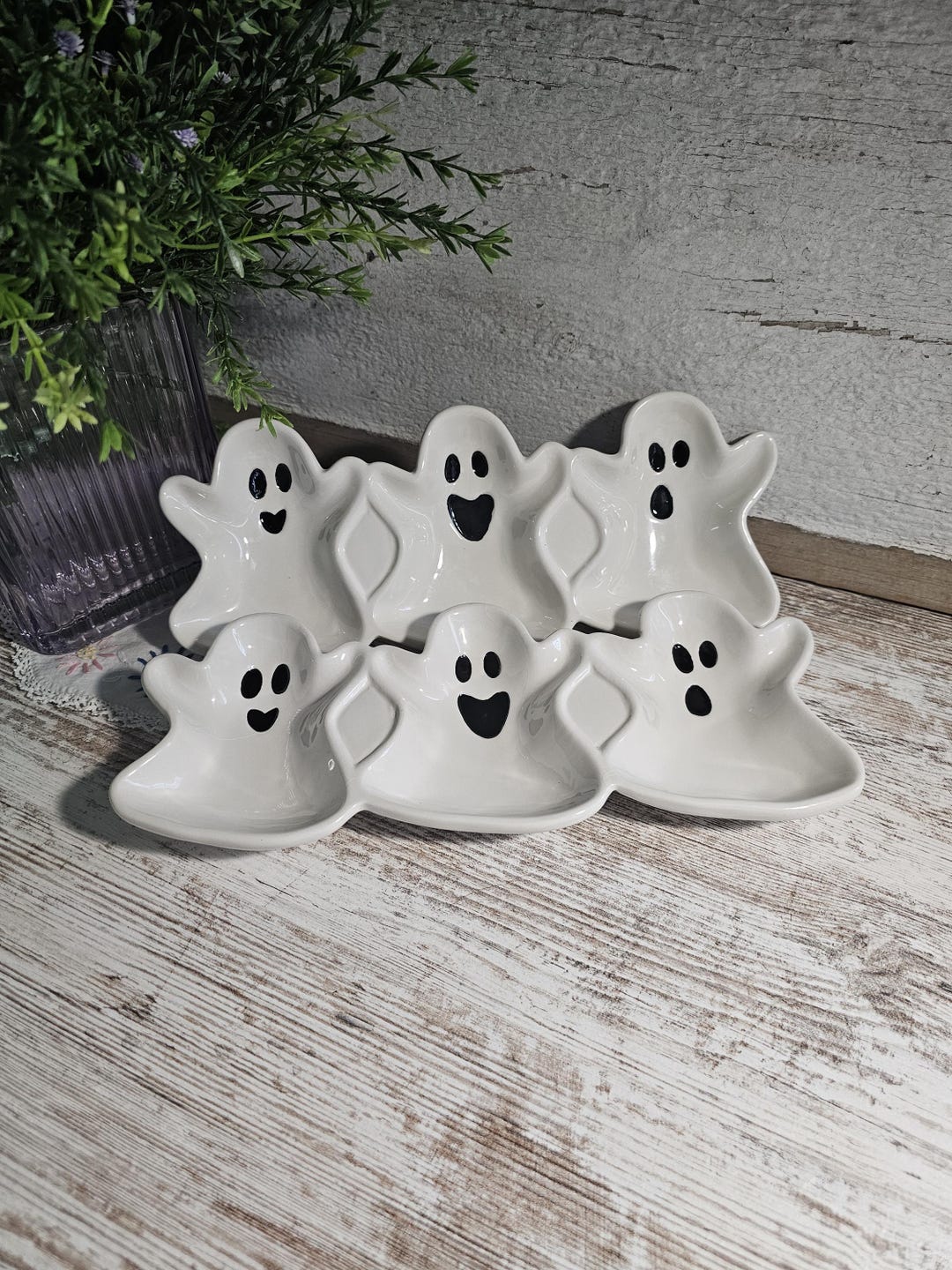 Vintage Ceramic Halloween Dish, Ghost Bowls, Fall Decor, Candy Dish ...