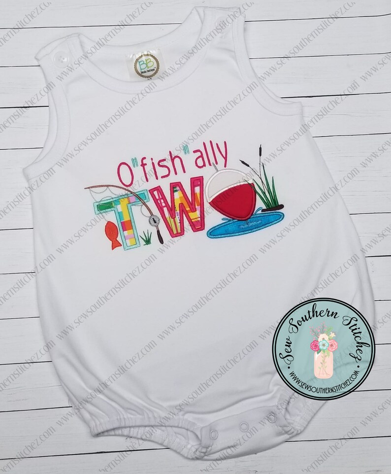 O' Fish' Ally TWO Fishing Birthday Applique Design Instant Download - Etsy