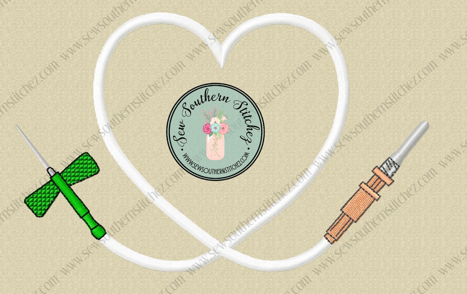 Butterfly Syringe Blood Collection Heart Frame Embroidery Design ...