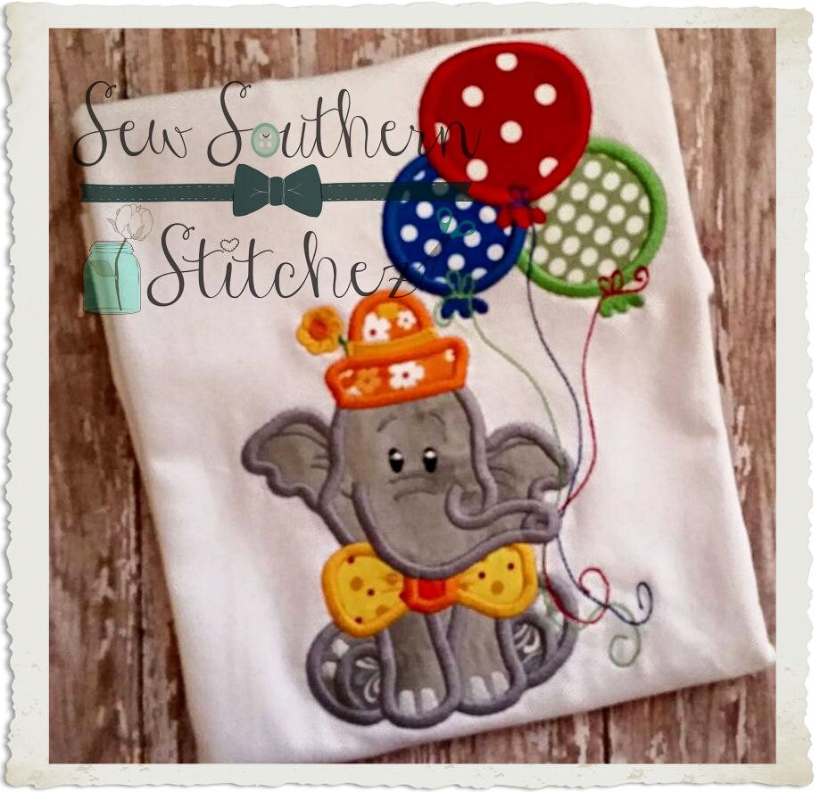 Birthday Elephant Applique Design Circus Elephant Applique - Etsy