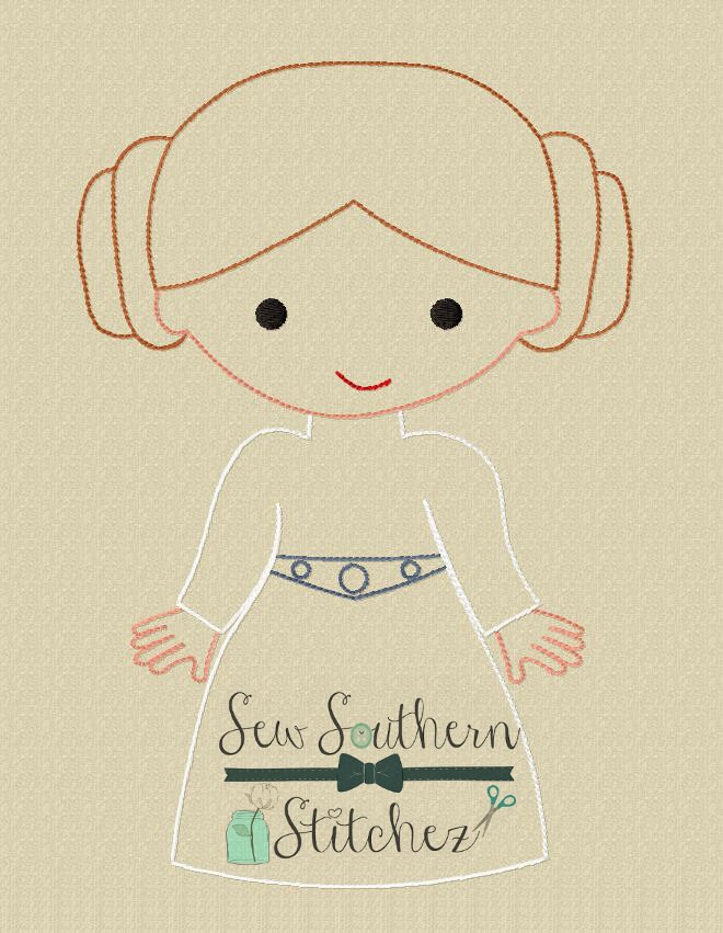 Sketch Stitched Full Body Princess Leia Vintage Stitch - Etsy