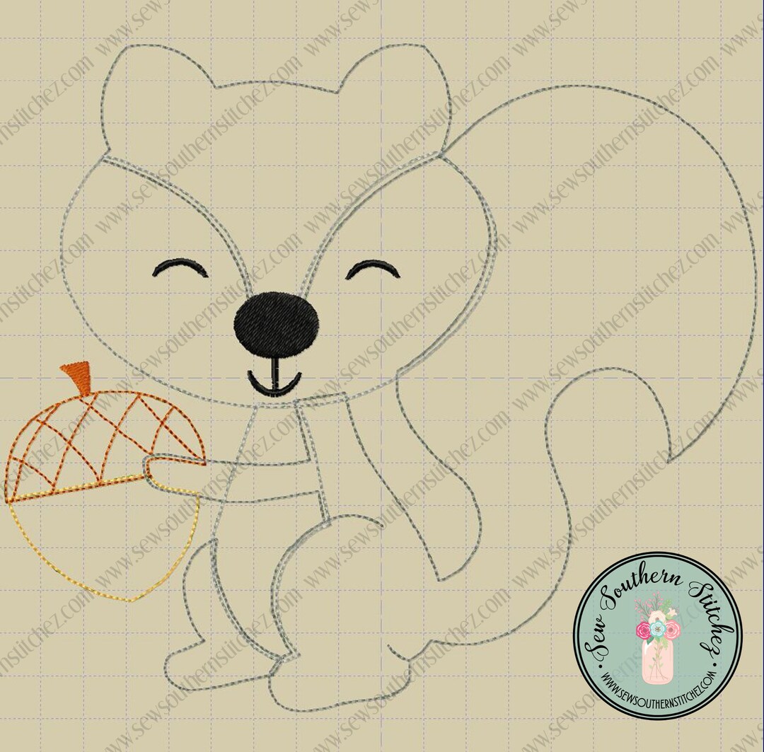 Raggedy Squirrel Applique Design ~ Simple Squirrel ~ Raw Edge Finish ...