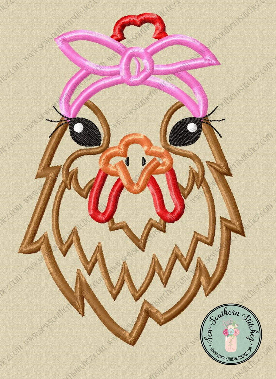 Headband Chicken/hen Applique Design ~ Chick Wearing Bandana/headband ...