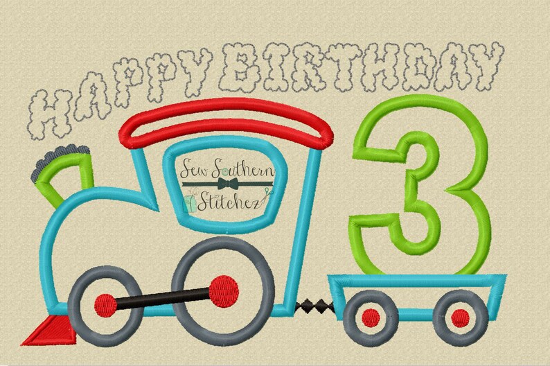 Happy Birthday Train Number Applique Design Numbers 17 - Etsy