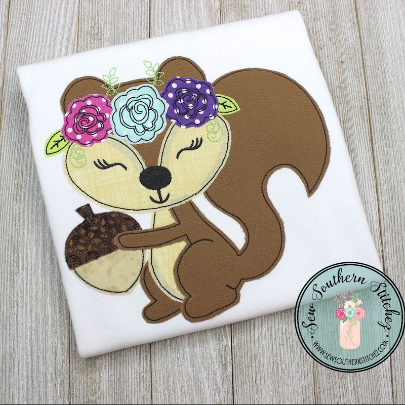 Squirrel Applique - Etsy