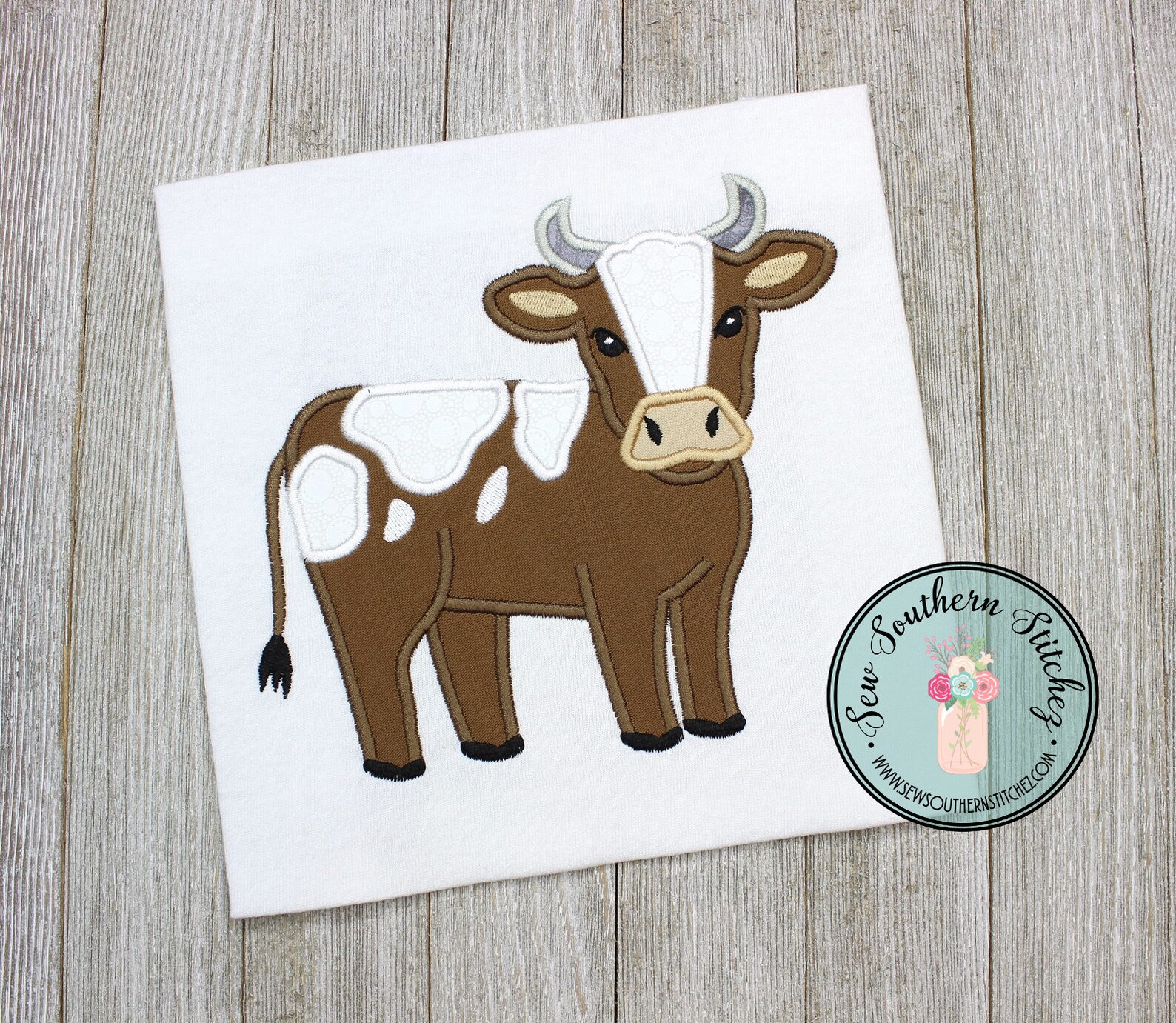 Full Bodied Cow Applique Design Satin Stitch Finish - Etsy