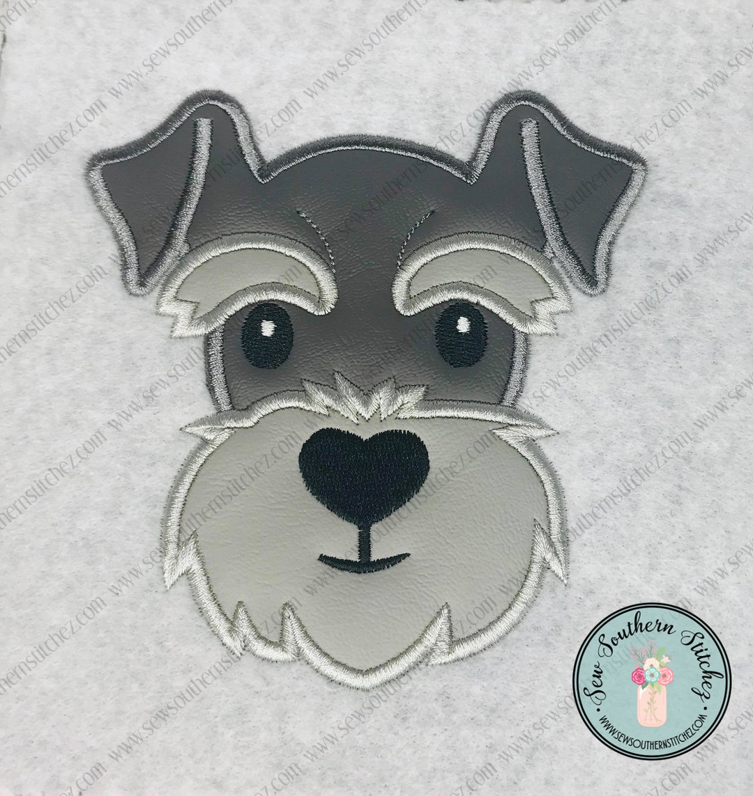Satin Finish ~ Schnauzer Applique Design ~ Dog Applique ~ Instant ...