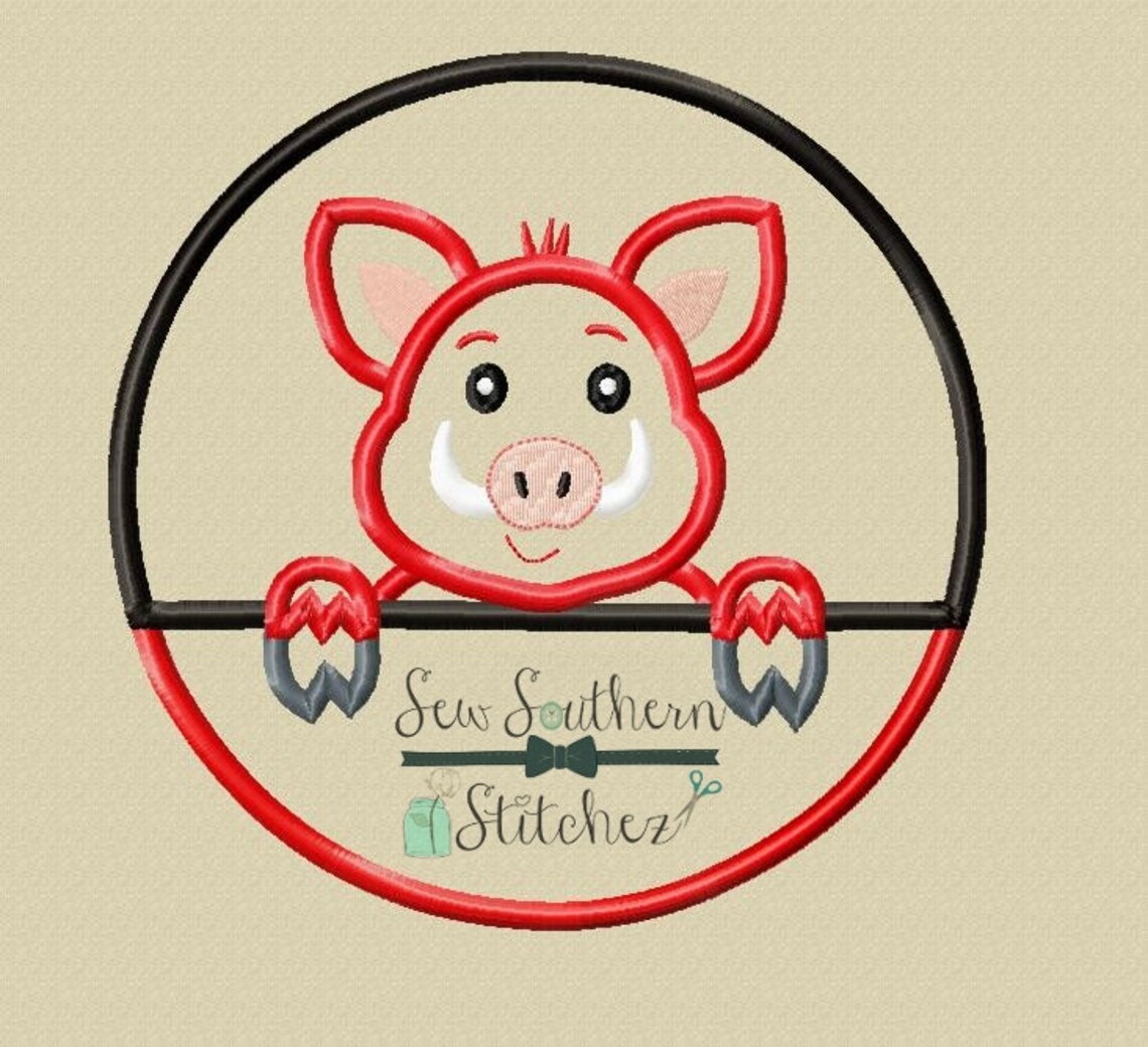 Pig Circle Applique ~ Pig Mascot ~ Instant Download - Etsy