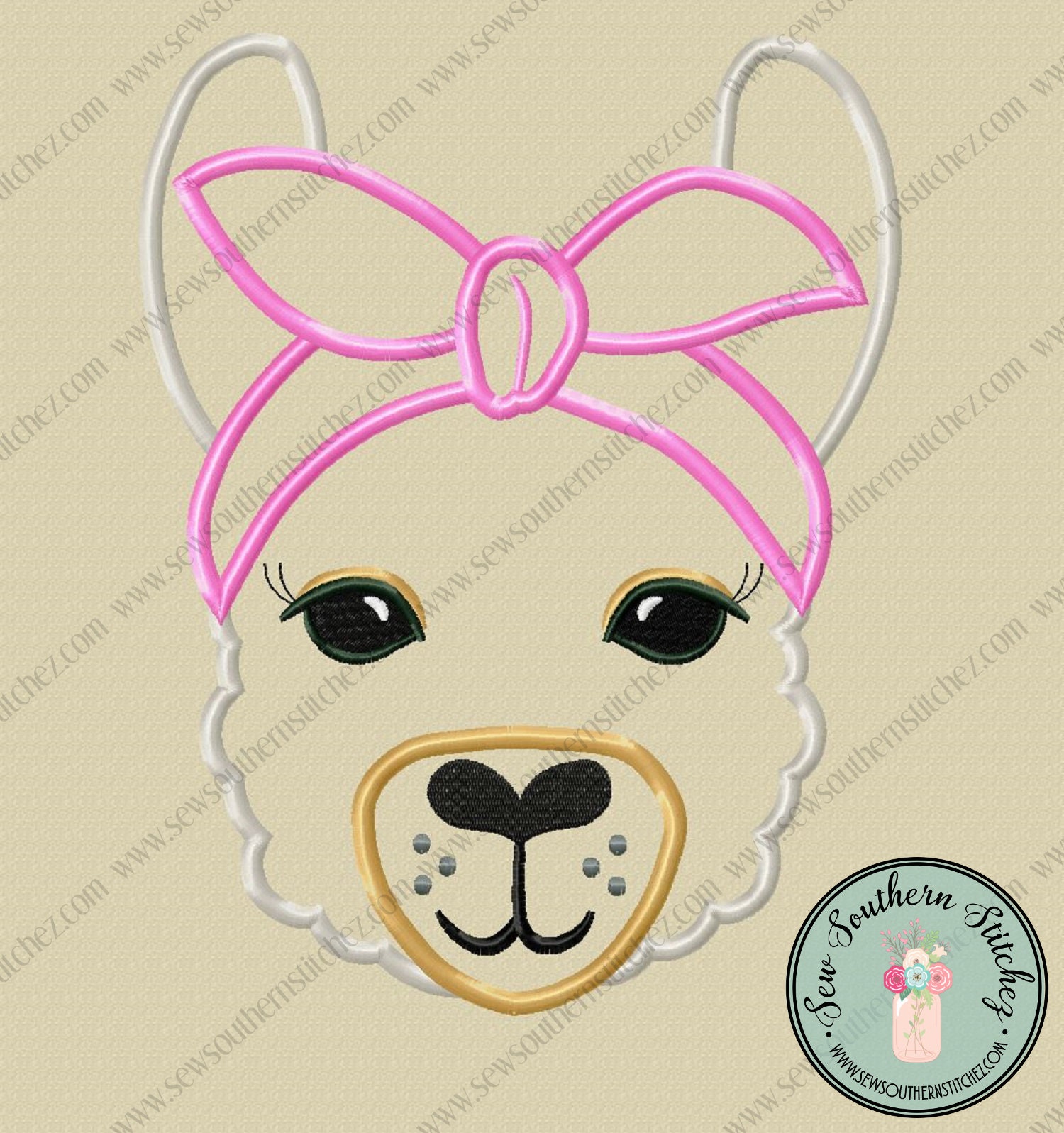 Headband Llama Applique Design Satin Finish Instant - Etsy