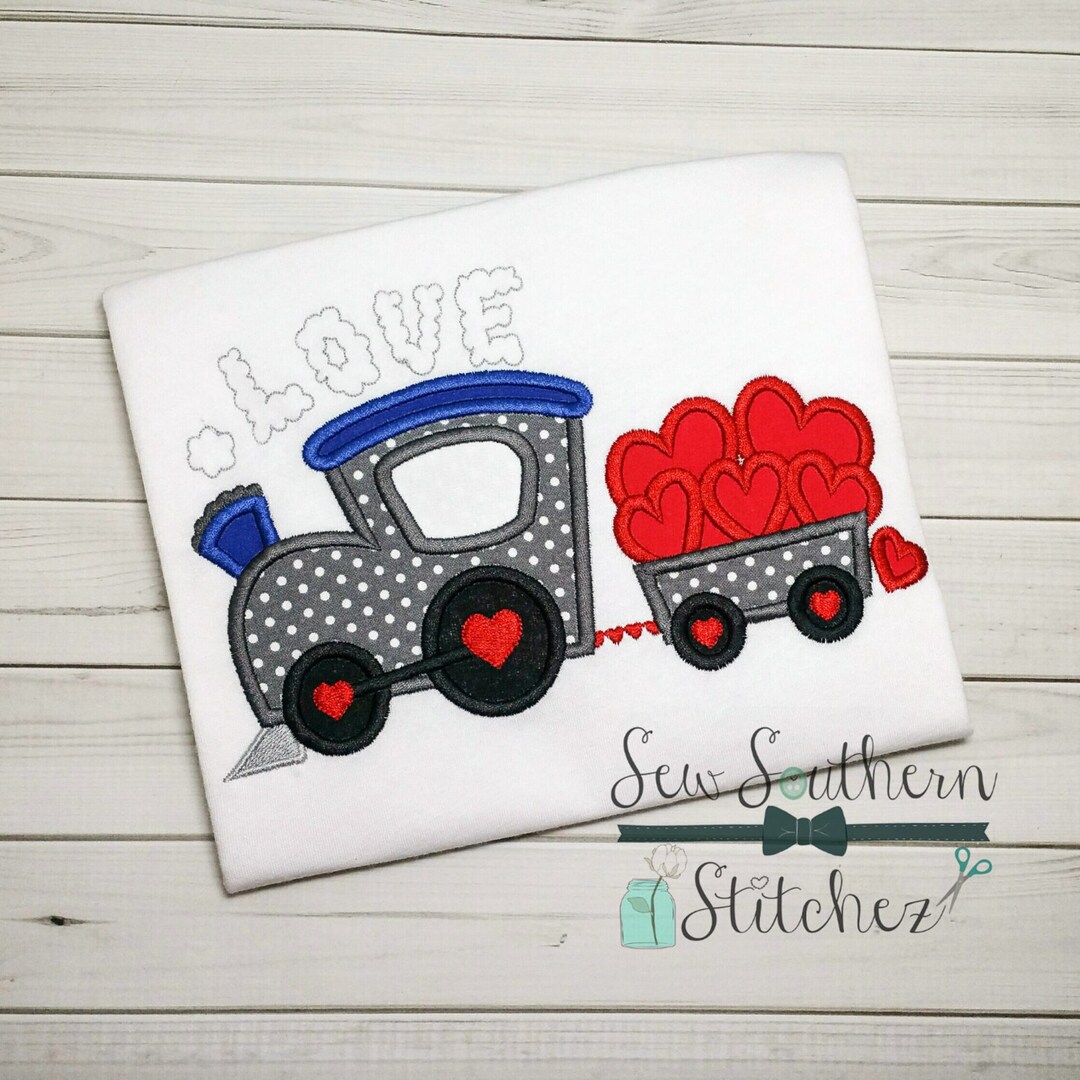 Valentine Love Train Applique Design ~ Instant Download - Etsy