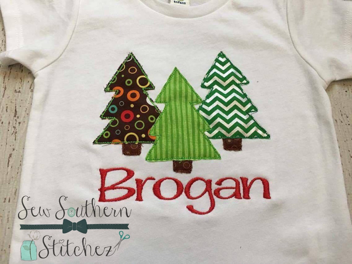 Raggedy Christmas Tree Trio Applique Design & Satin Finish - Etsy