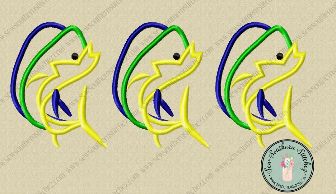 Applique and Fill Mahi Mahi Fish Trio Embroidery Design ~ Instant ...