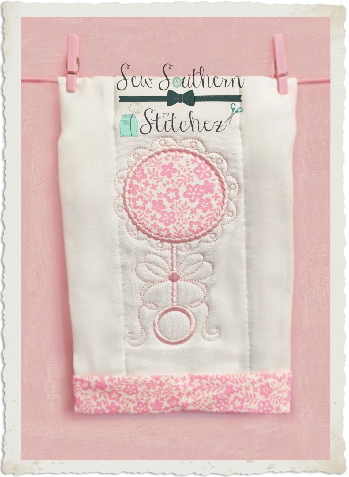 Vintage Baby Rattle Applique Design Baby Girl Shabby Chic - Etsy