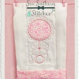 Vintage Baby Rattle Applique Design ~ Baby Girl ~ Shabby Chic ~ Made ...