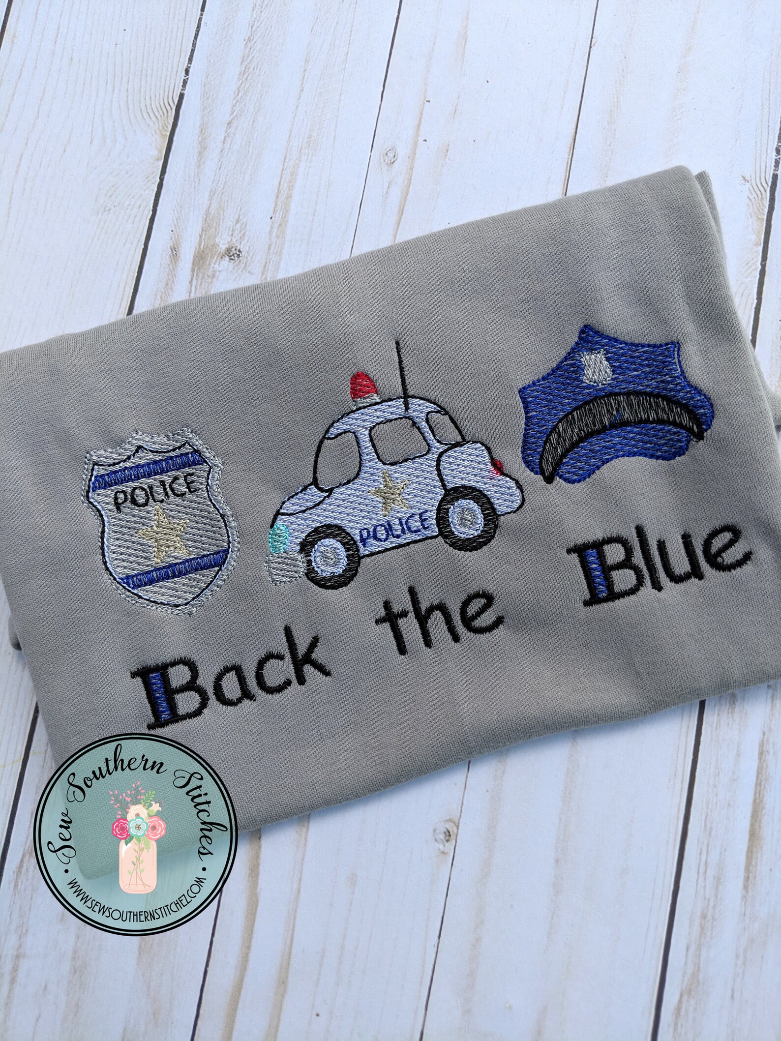 Sketch Filled Police Car, Badge, Police Hat Embroidery Design ~ Instant ...
