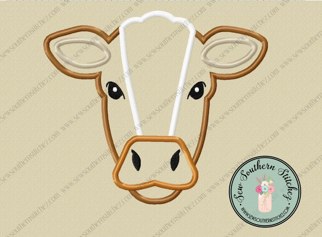 Simple Cow Head Applique Design ~ Satin Finish Cow Head ~ Instant ...