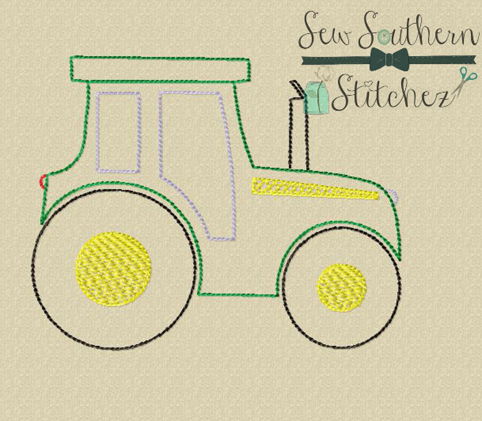 Sketch Stitched Tractor ~ Vintage Stitched ~ Heirloom Stitched ~ Bean ...
