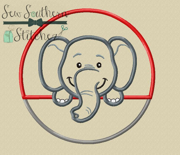 Elephant Circle Applique Elephant Mascot Instant Download | Etsy