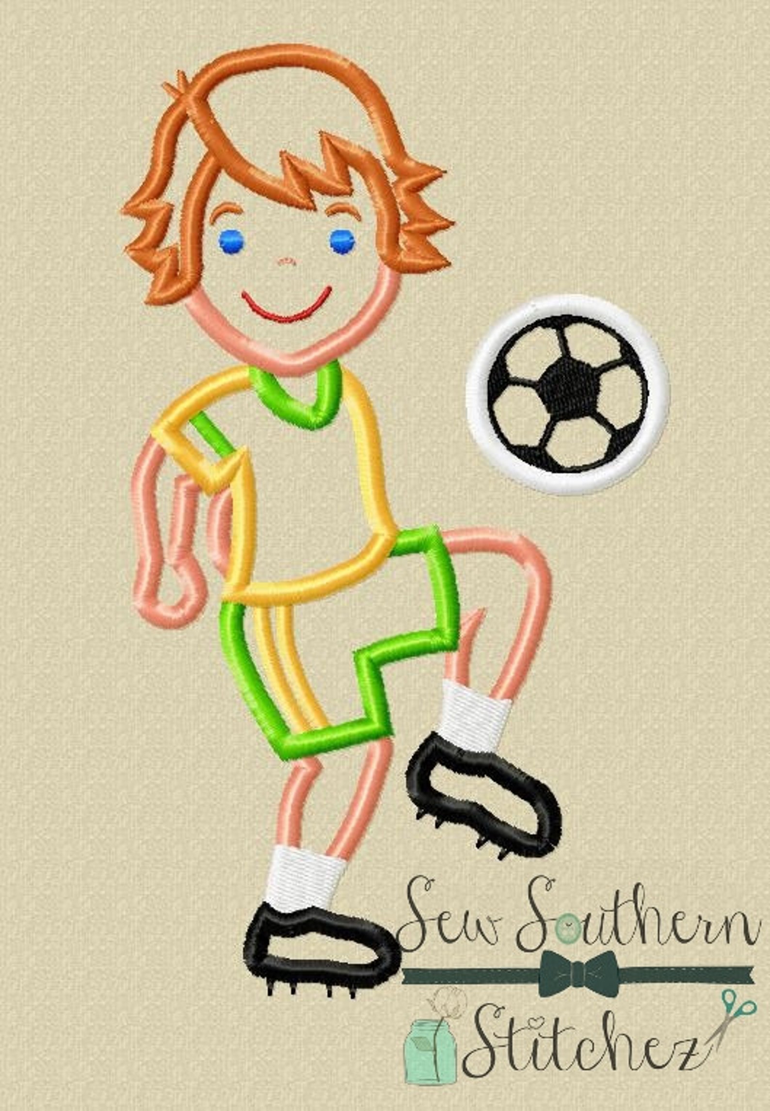 Soccer Boy Applique Design ~ Instant Download - Etsy