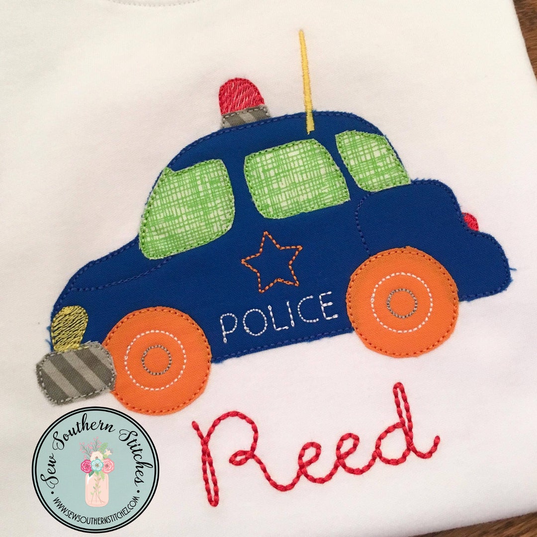 Raggedy Police Car Applique Design ~ Instant Download - Etsy