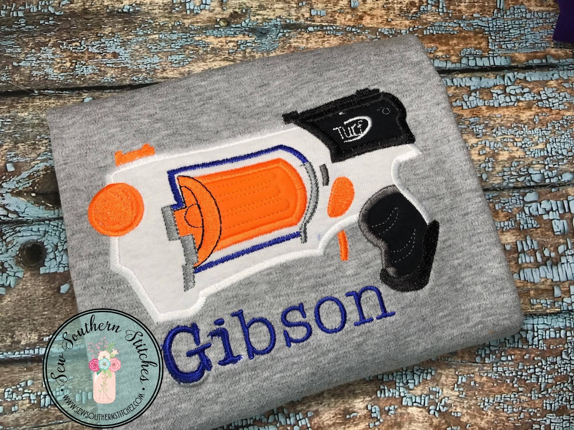 Nerf Gun Applique Design Foam Bullets included Instant | Etsy