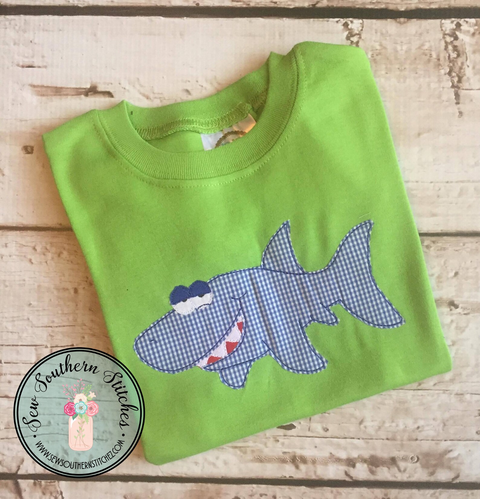 Raggedy Shark Applique Design ~ Bean Finish ~ Quick Stitch ~ Instant ...