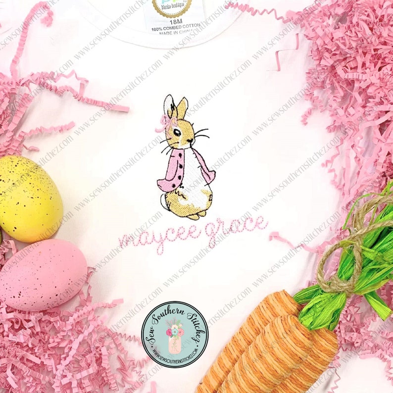Miss Rabbit Trio Embroidery Design ~ Bunnies in a Row or Single ...