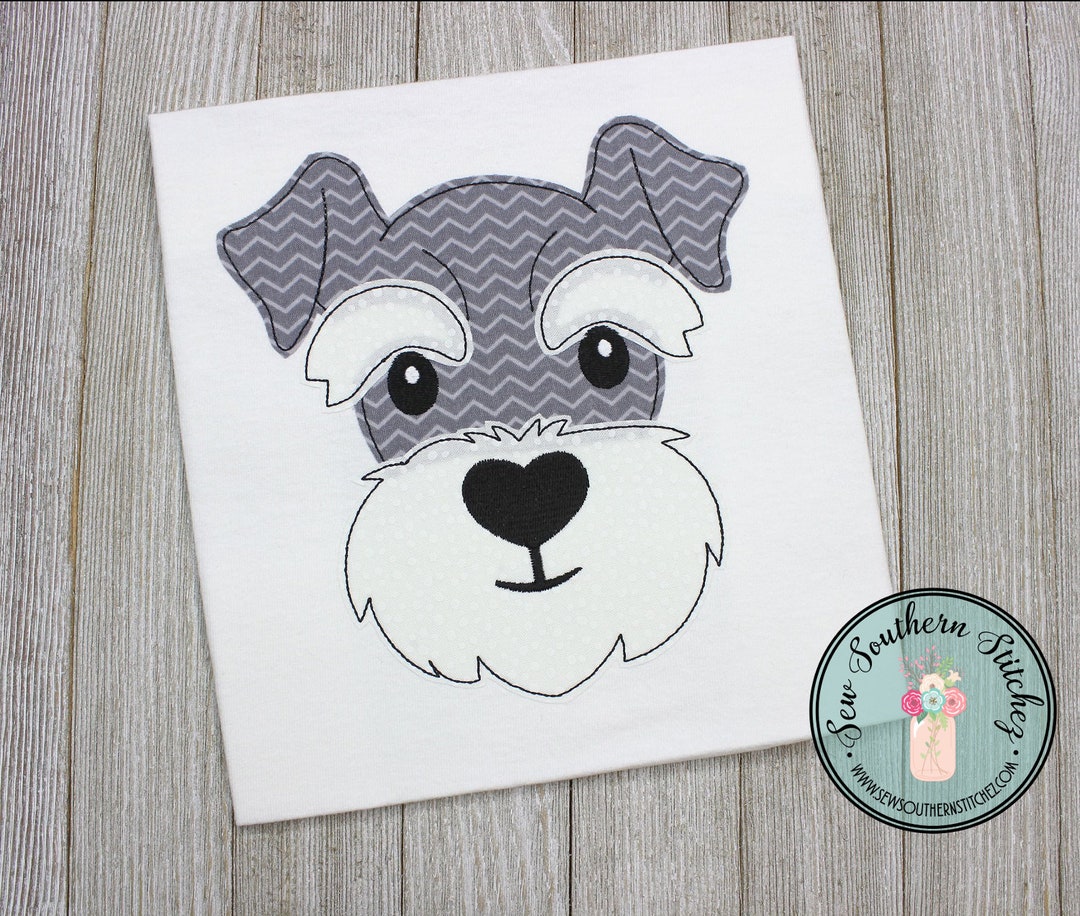 Raggedy Schnauzer Applique Design ~ Dog Applique ~ Instant Download - Etsy