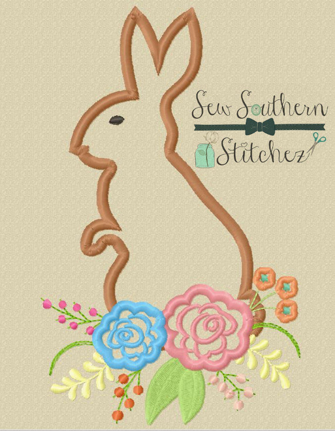 Floral Bunny Applique Design Floral Easter Bunny Design - Etsy