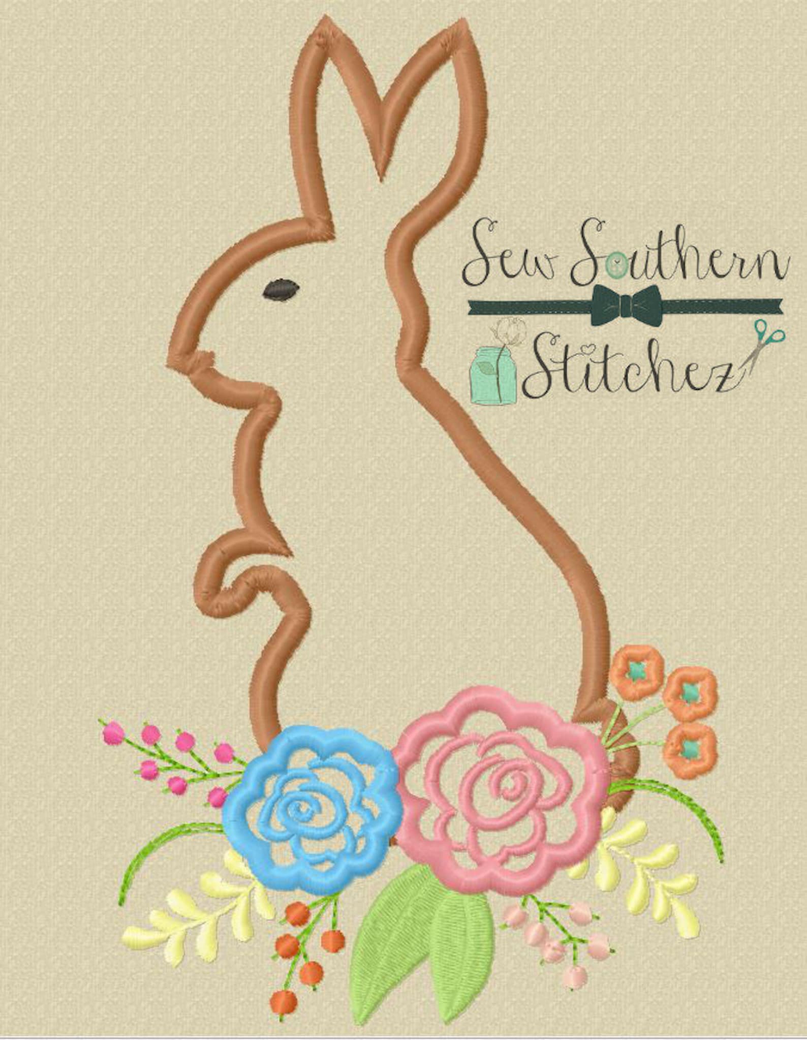 Floral Bunny Applique Design Floral Easter Bunny Design - Etsy