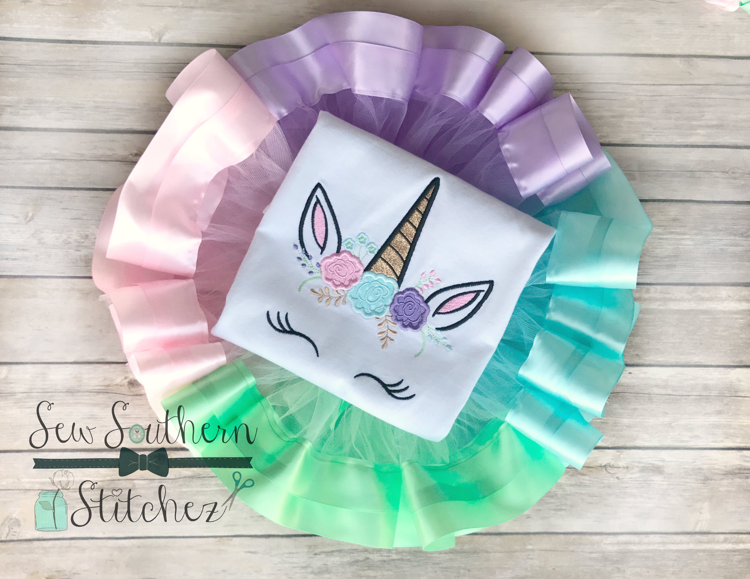 Floral Unicorn Face Applique Design Unicorn With Floral - Etsy