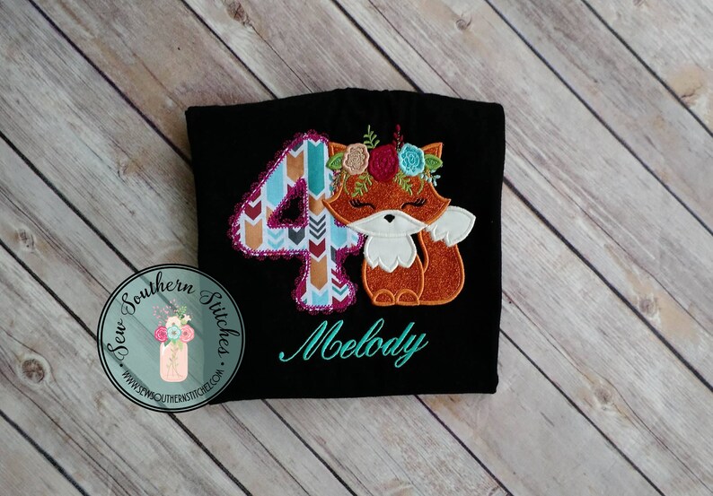 Floral Fox Applique Design ~ Fox With Floral Crown ~ Instant Download ...