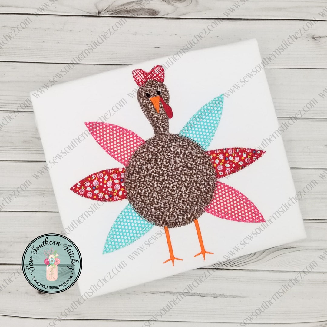 Girl Turkey Applique Design ~ Blanket/buttonhole Finish Stitch ...