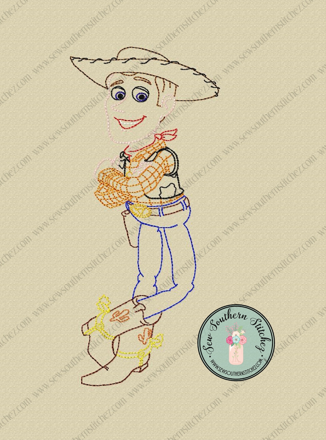 Sketched Cowboy - Vintage Stitched ~ Heirloom Stitched ~ Bean Stitched ...