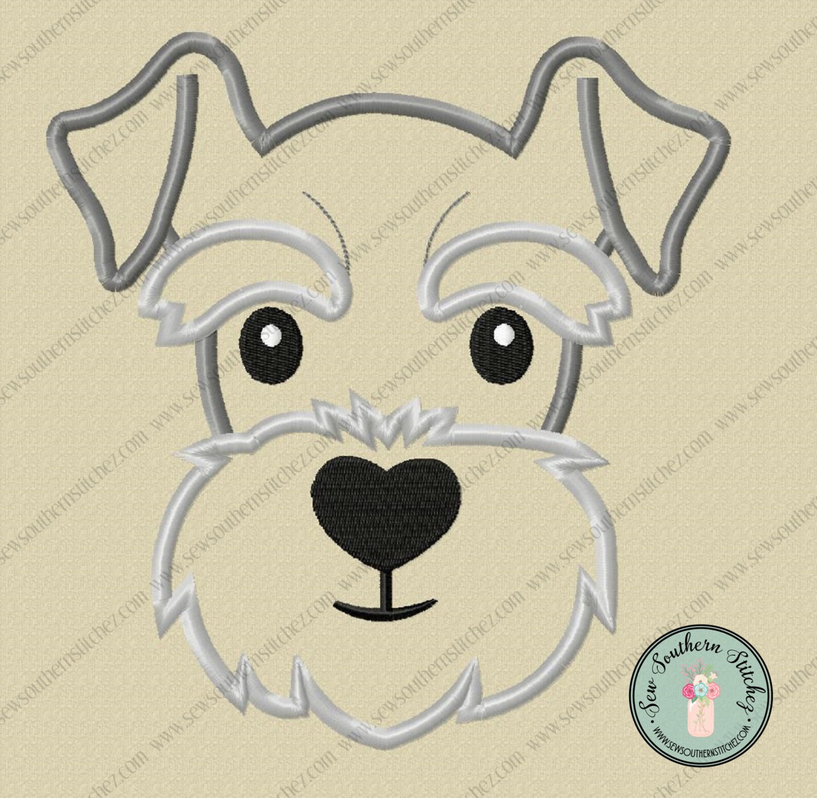 Satin Finish ~ Schnauzer Applique Design ~ Dog Applique ~ Instant ...