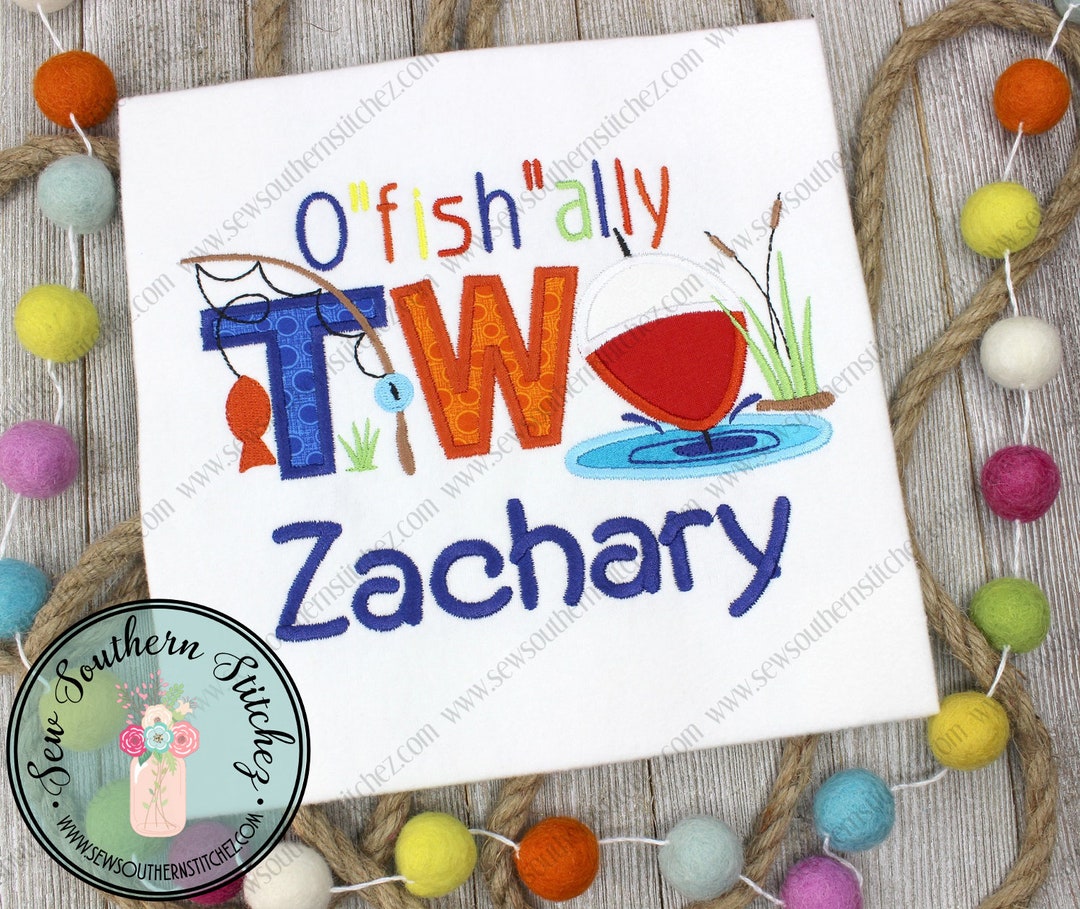 O' Fish' Ally TWO Fishing Birthday Applique Design ~ Instant Download ...