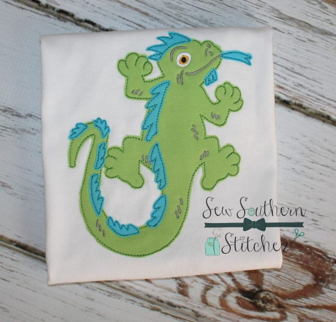 Raggedy Edge Lizard Applique Design Bean Finish Quick - Etsy