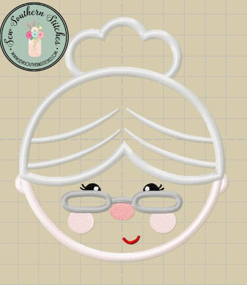 Mrs Claus Head Applique Design ~ Santa's Wife ~ Christmas Applique ...