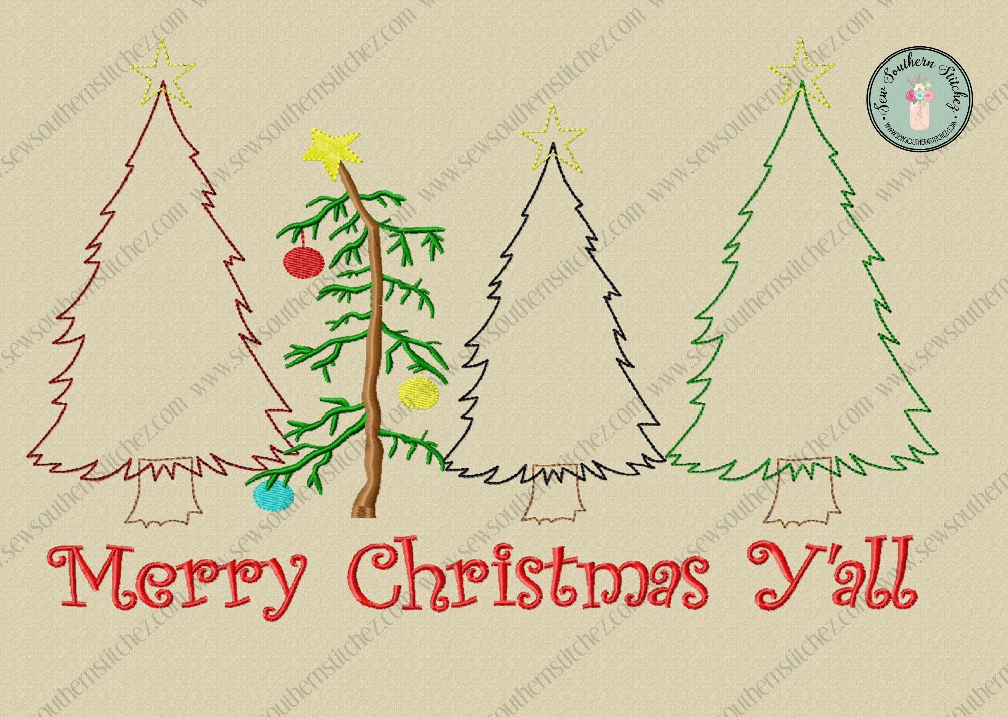Raggedy Christmas Trees in a Row Applique Design 4 Trees in - Etsy