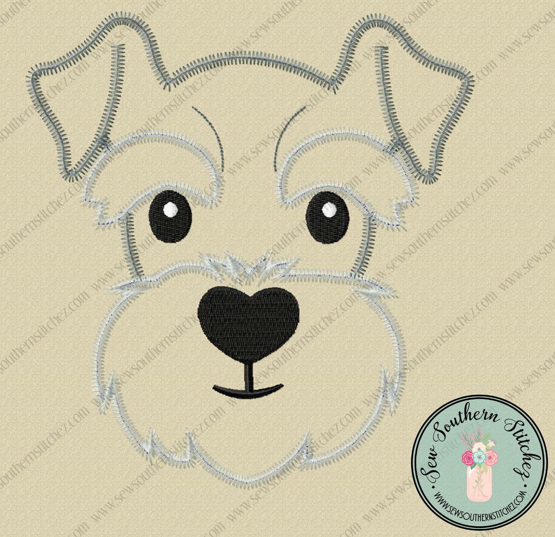 Zig Zag Schnauzer Applique Design ~ Dog Applique ~ Instant Download - Etsy