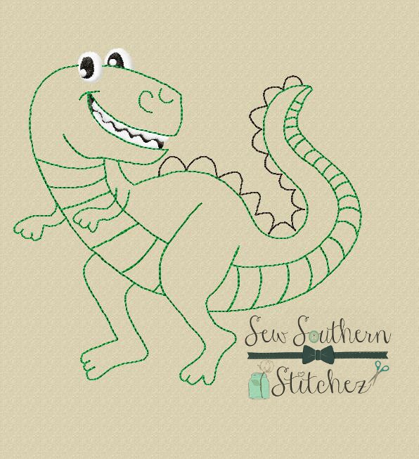 Raggedy Edge Dinosaur Applique Design Bean Finish Quick | Etsy